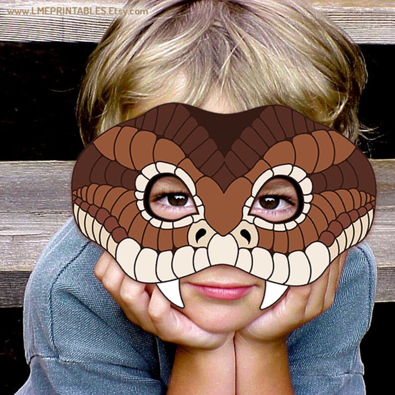 Snake Printable Mask DIY Costume Halloween Reptile Brown - Etsy