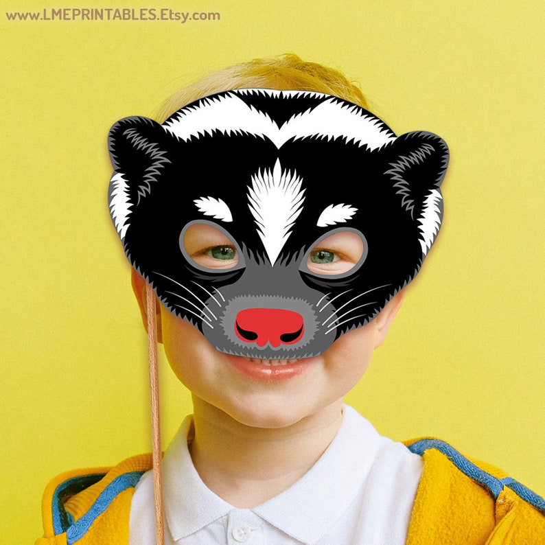 Skunk Mask Printable Halloween Costume Animal Woodland Stink - Etsy