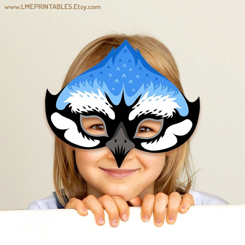 Blue Jay Bird Mask Printable Animal Halloween Costume Paper Craft ...