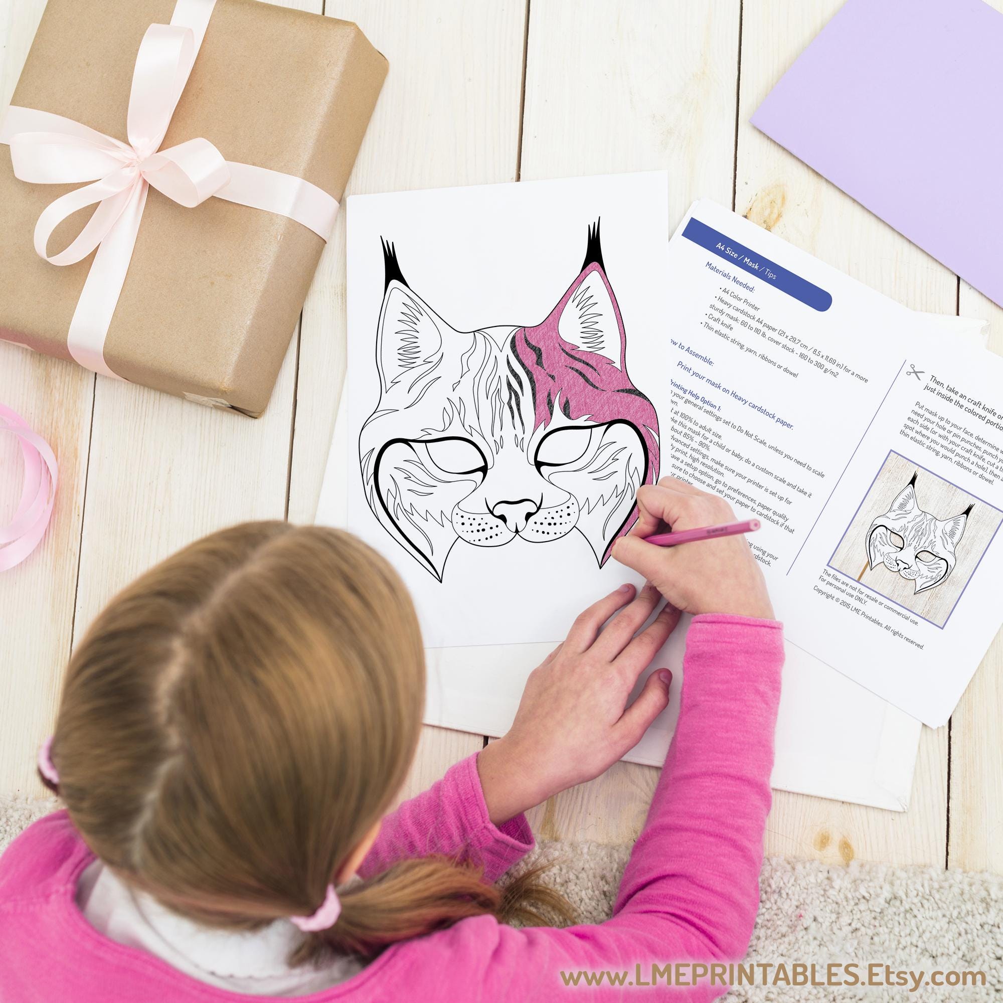 Lynx Coloring Mask Printable Costume Halloween Animal Masks Bobcat Kid ...