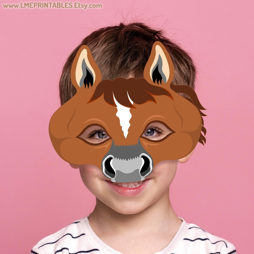 Horse Mask Printable Costume Foal Animal Farm Halloween Activity Cowboy ...