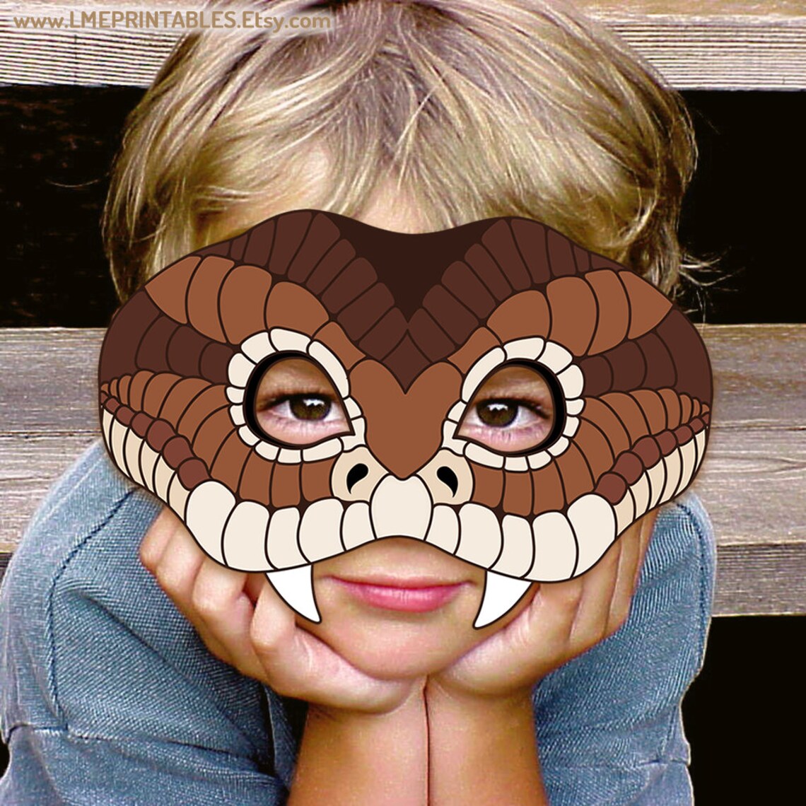 Snake Printable Mask DIY Costume Halloween Reptile Brown - Etsy