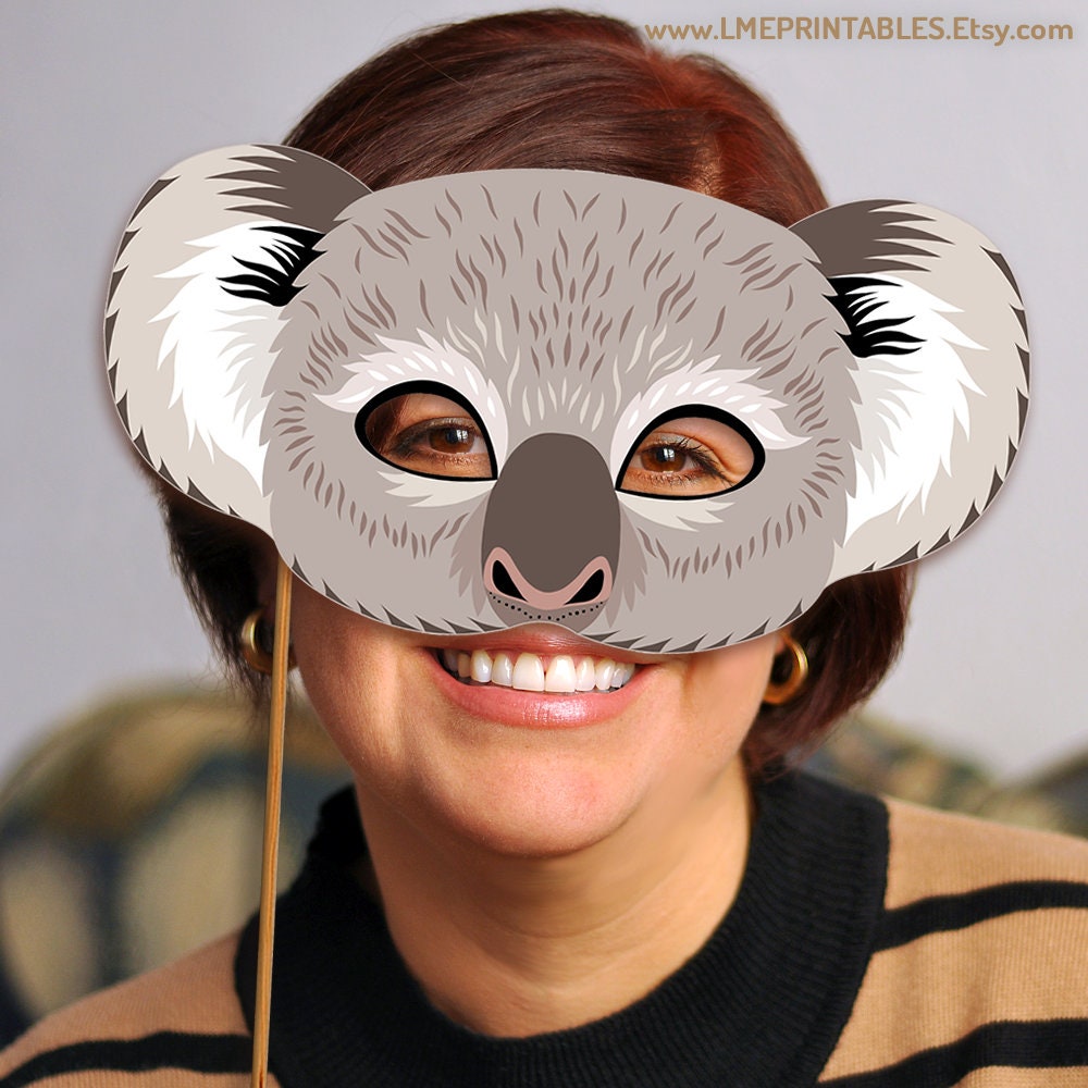 Koala Printable Mask Halloween Costume Kids Adults Gray Bear Australian ...