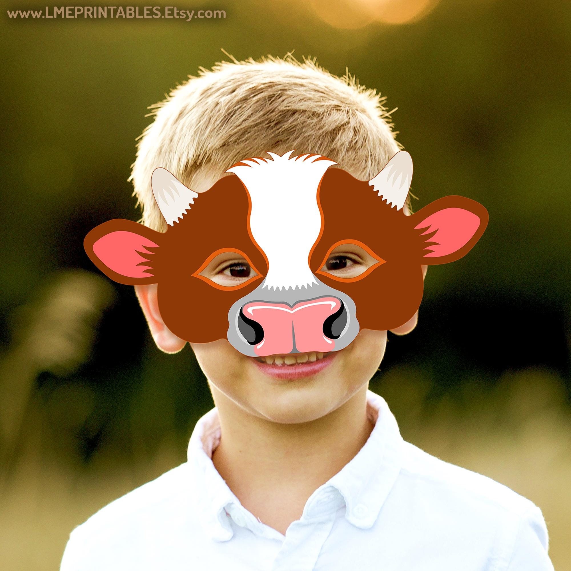Mask Cow Printable Costume Animal Farm Barnyard Party Birthday Brown ...