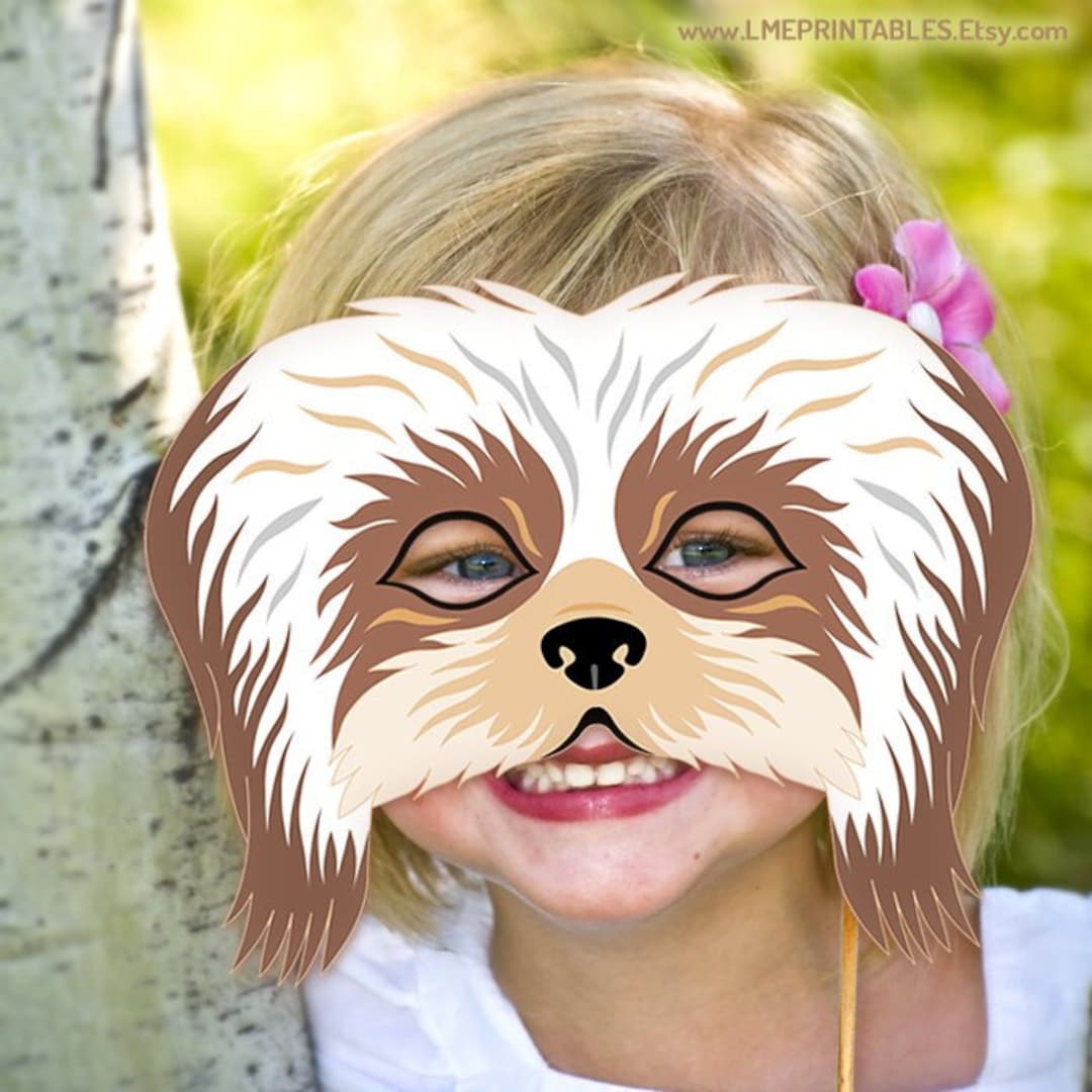 Shih Tzu Dog Mask Printable Halloween DIY Costume Masks Toy Puppy PDF ...