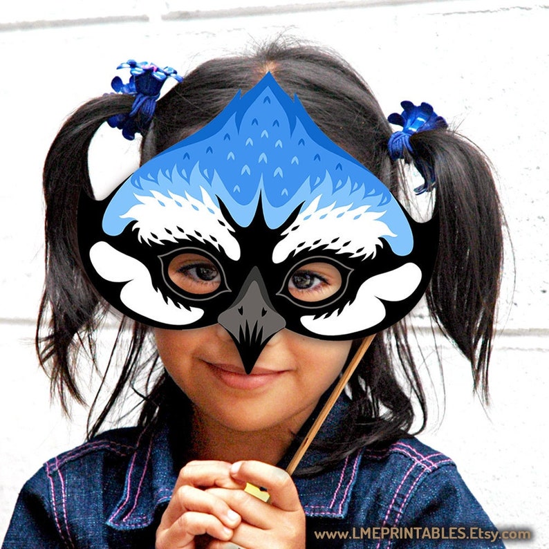 Blue Jay Bird Mask Printable Animal Masks Halloween Costume - Etsy