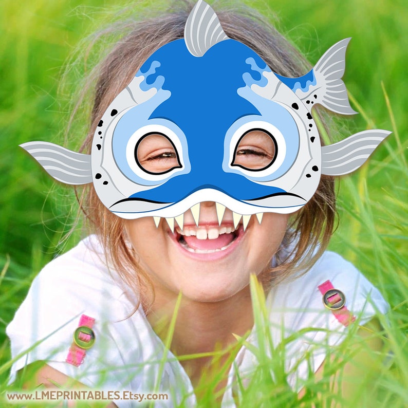 Barracuda Fish Mask Printable Halloween Costume Pool Party Favor ...
