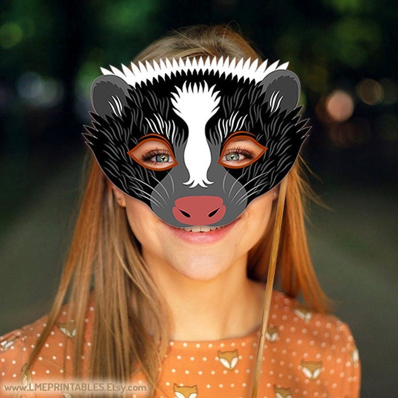 Skunk Mask Printable Halloween Costume Animal Masks Woodland | Etsy