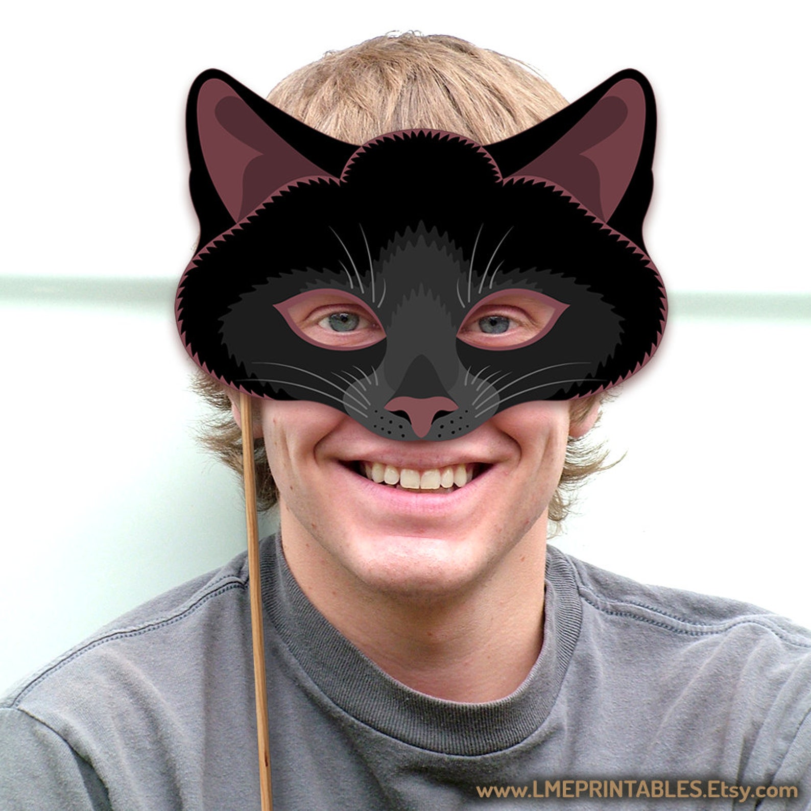 Black Cat Mask Printable Halloween Party Costume Pet Animal - Etsy