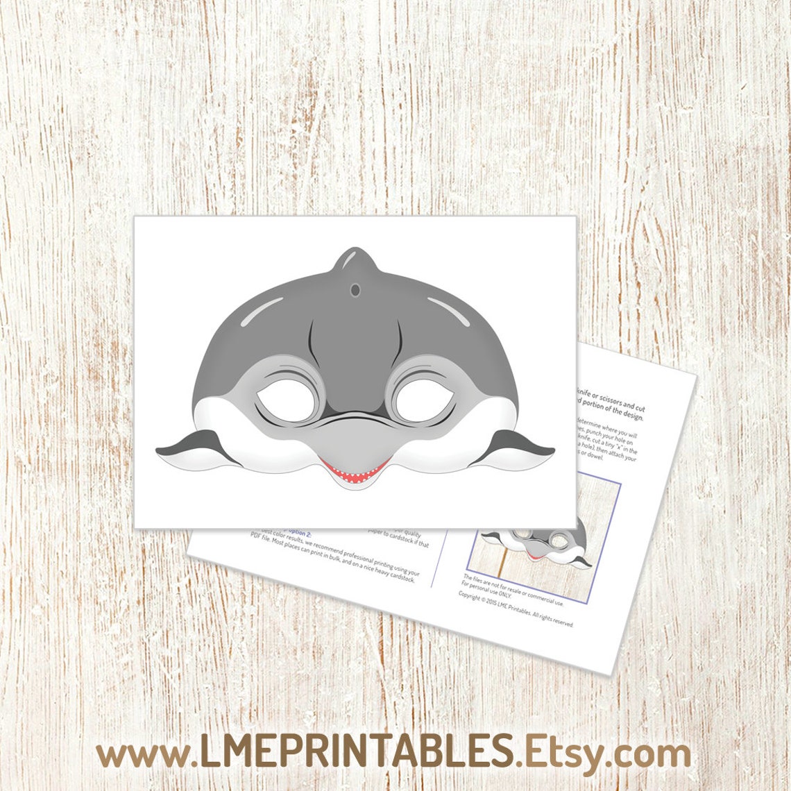 Dolphin Printable Mask Halloween Costume Pool Party (Download Now) - Etsy