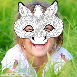 Zebra Coloring Mask Printable Halloween Costume DIY Safari - Etsy