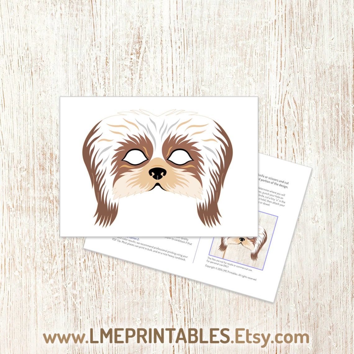 Shih Tzu Dog Mask Printable Halloween DIY Costume Masks Toy Puppy PDF ...