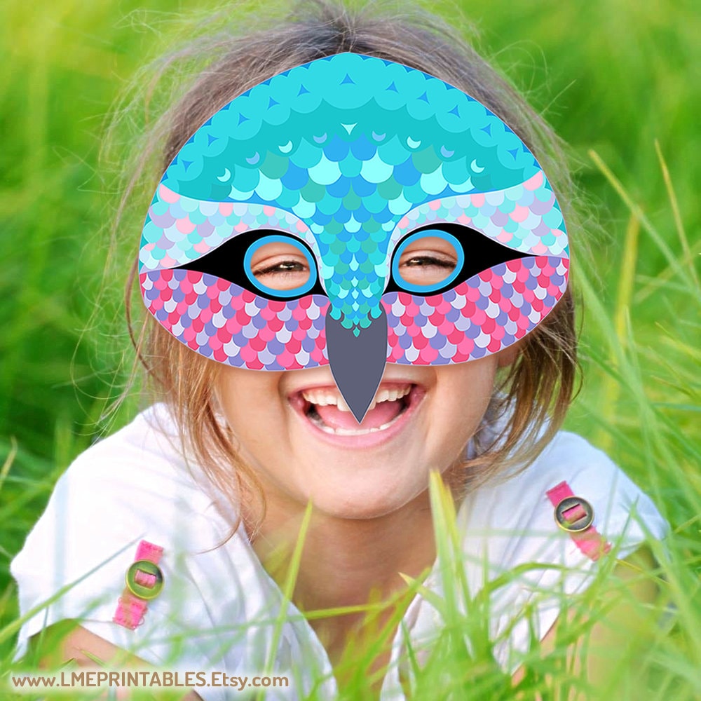 Hummingbird Mask Printable Bird Costume Animal Halloween Multicolor ...