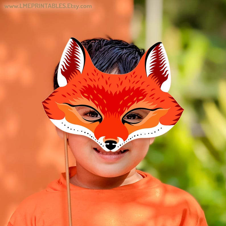 Red Fox Mask Printable Animal Costume Halloween Paper School Craft ...