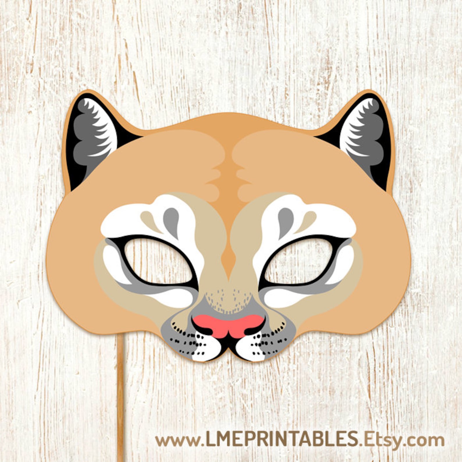 Puma Mask Printable Halloween Mountain Lion Animal Costume Cougar Kid ...
