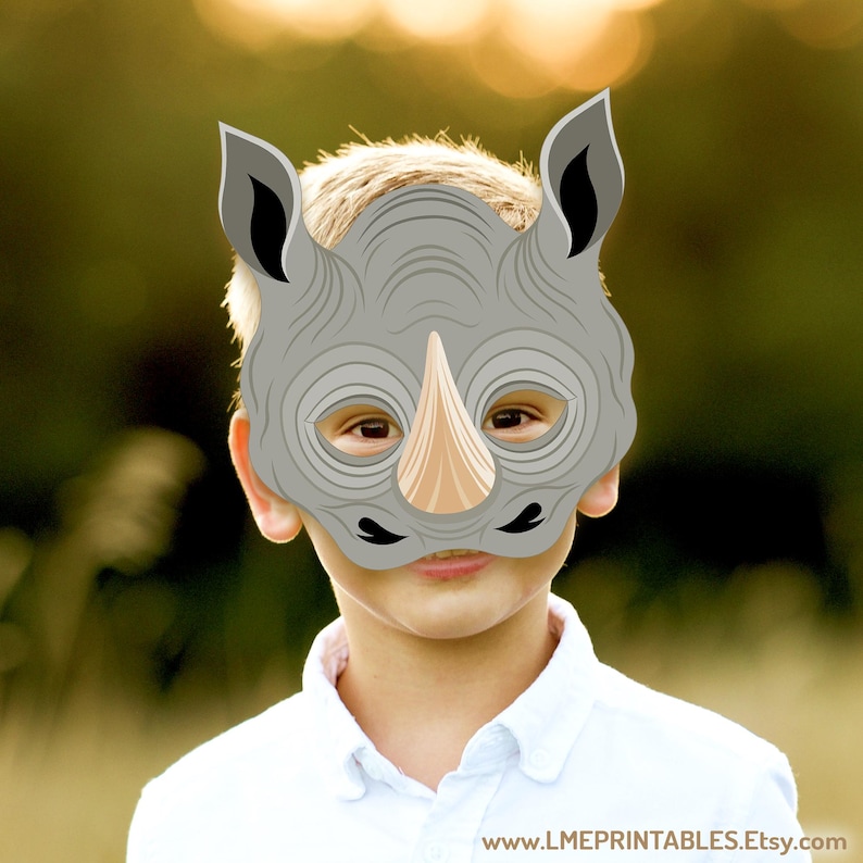 Rhino Mask Printable Safari Animal Costume Kid Adult Birthday Template ...