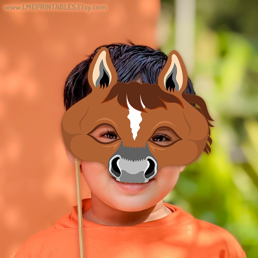Horse Mask Printable Costume Foal Animal Farm Halloween Activity Cowboy ...