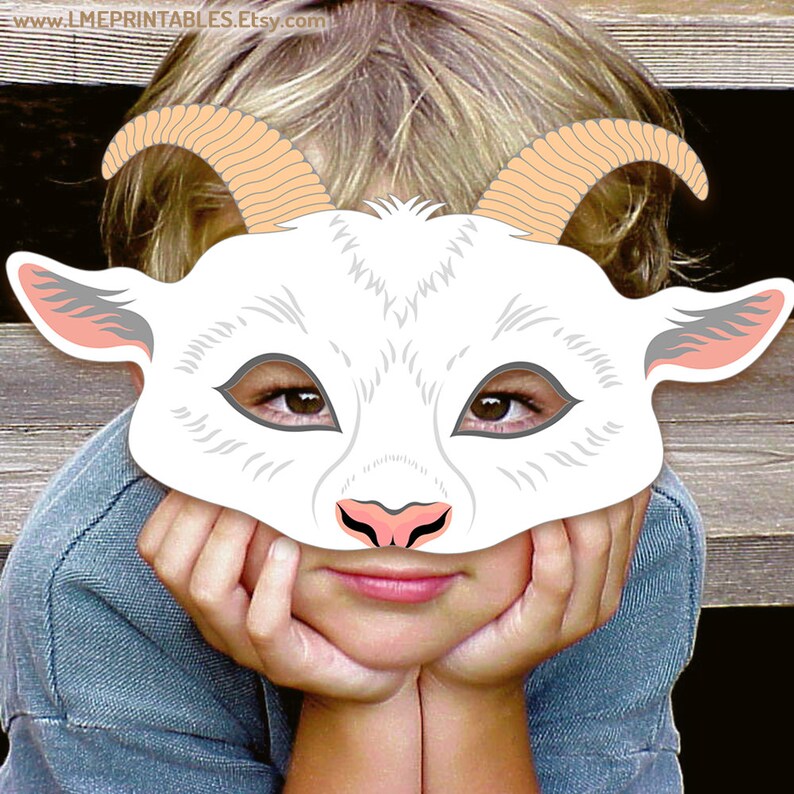 Goat Mask Printable Halloween Costume Nanny White Goat Animal Farm ...