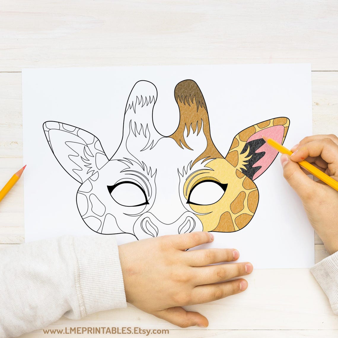 Giraffe Coloring Mask Printable Halloween Costume DIY Safari Jungle ...