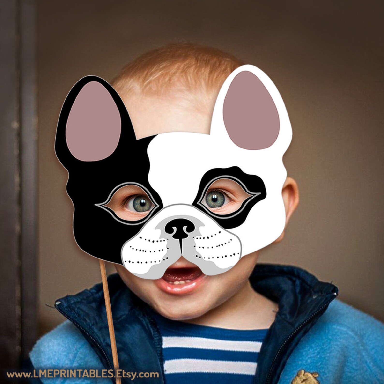 Dog Mask Printable French Bulldog Boston Terrier Halloween Costume ...