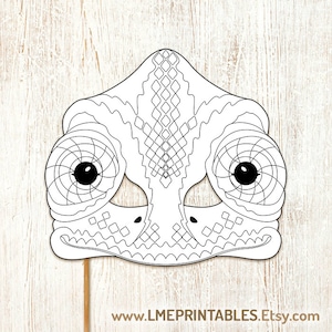 Chameleon Coloring Printable Mask Halloween Costume Reptile Lizard ...