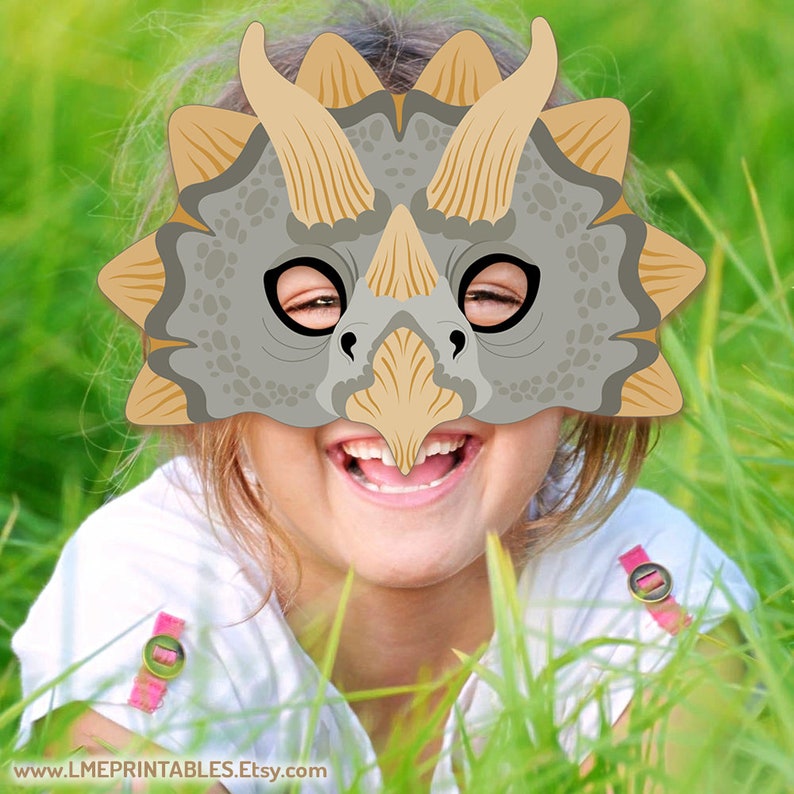 Triceratops Mask Printable Dinosaur Animal Costume Halloween Pattern ...