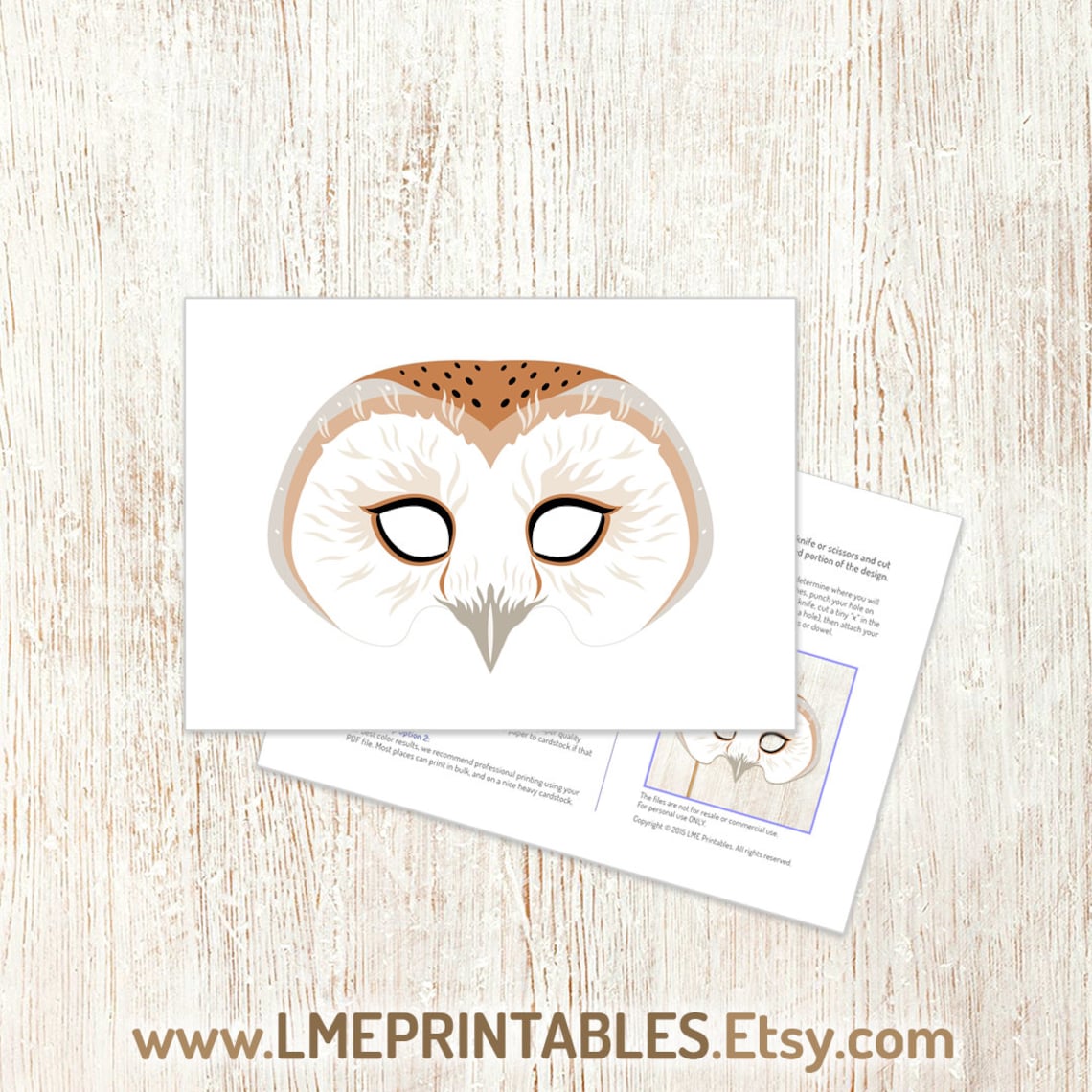 Barn Owl Mask Bird Printable Halloween Costume Party PDF Paper Craft ...