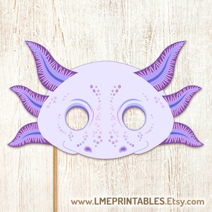 Lavender Axolotl Mask Printable Halloween PDF Paper Costume Template ...