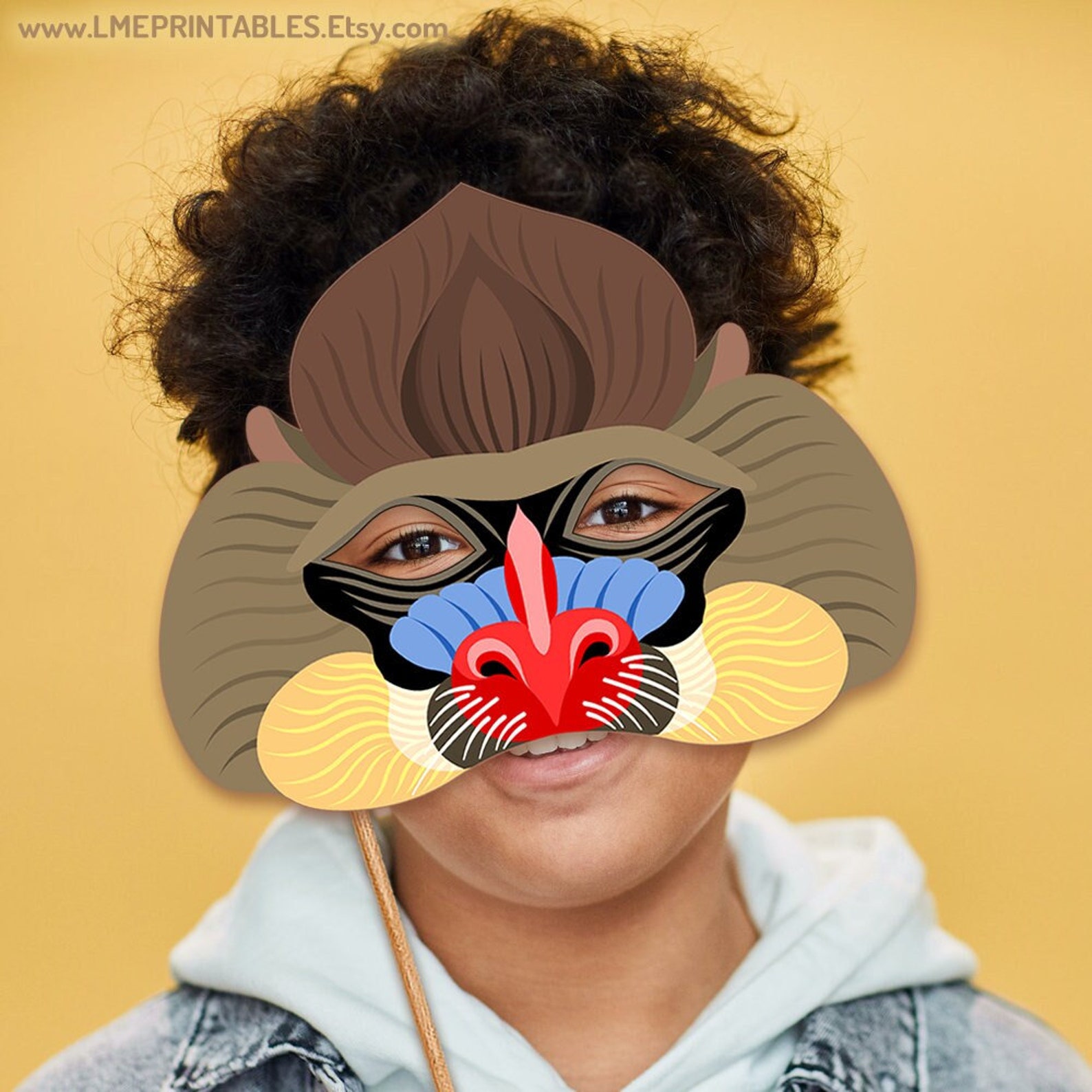 Mandrill Mask Printable Animal Monkey Halloween Costume Kid - Etsy