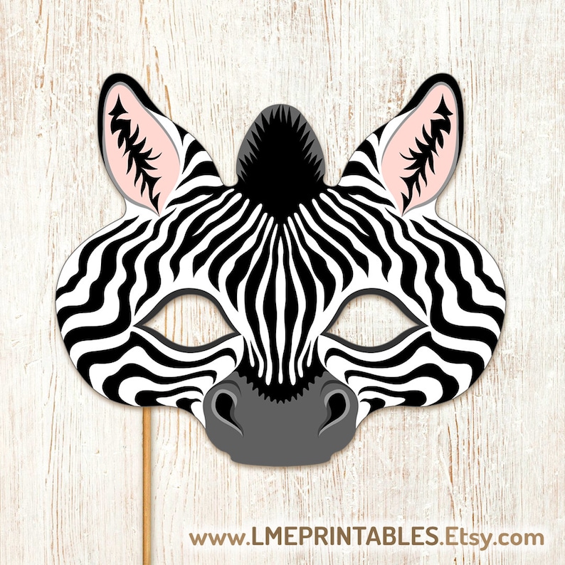 Zebra Mask Printable Animal Halloween Costume Party Favor Safari Jungle ...