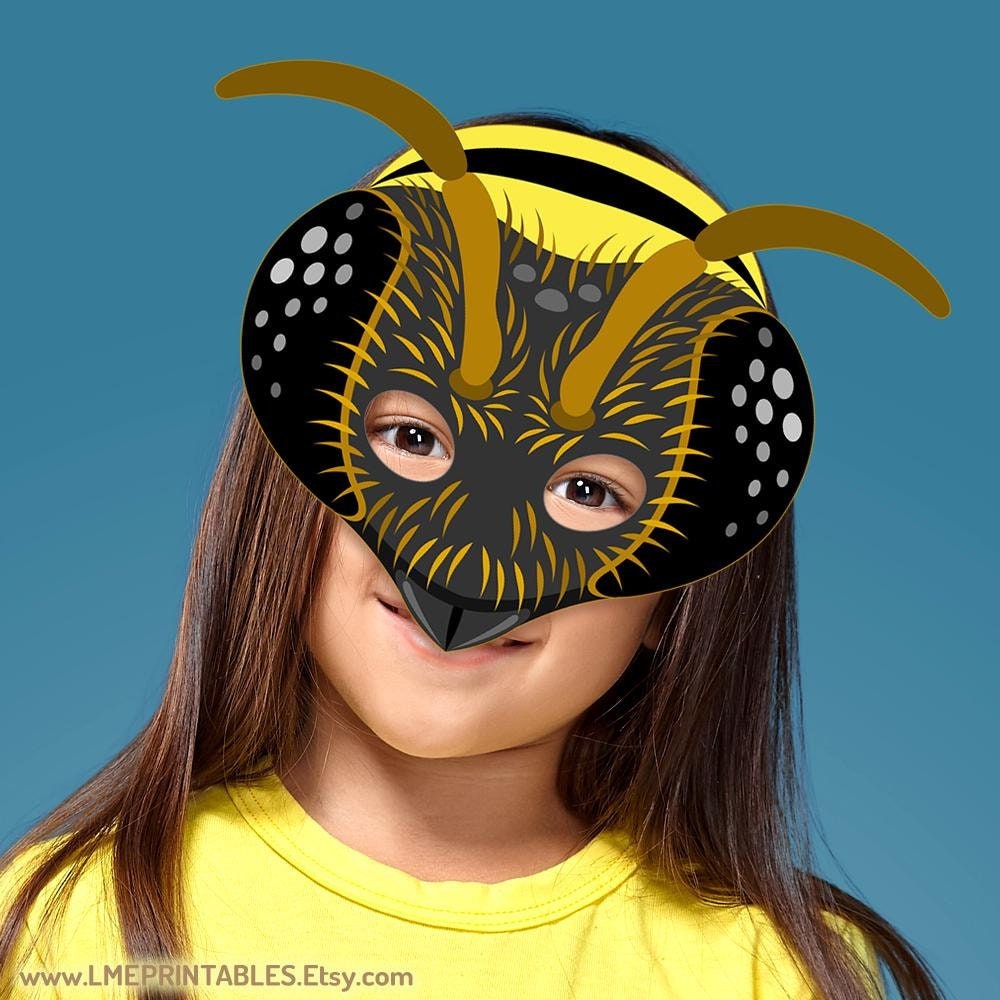 Bee Mask Printable Bumblebee Costume Insect Animal Bug Activity School ...