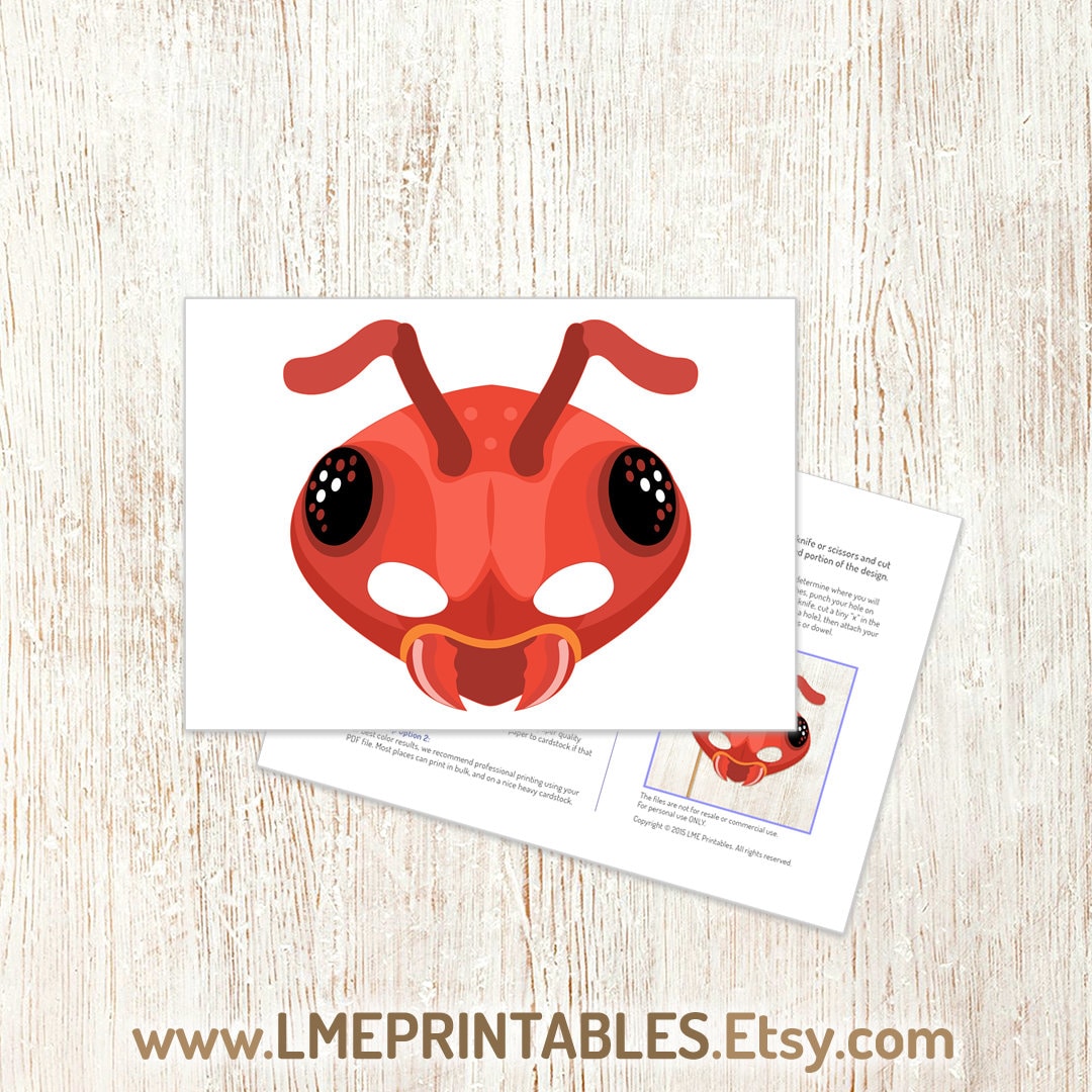 Ant Mask Printable Costume Red Insect Bug Crafts Halloween Activity ...
