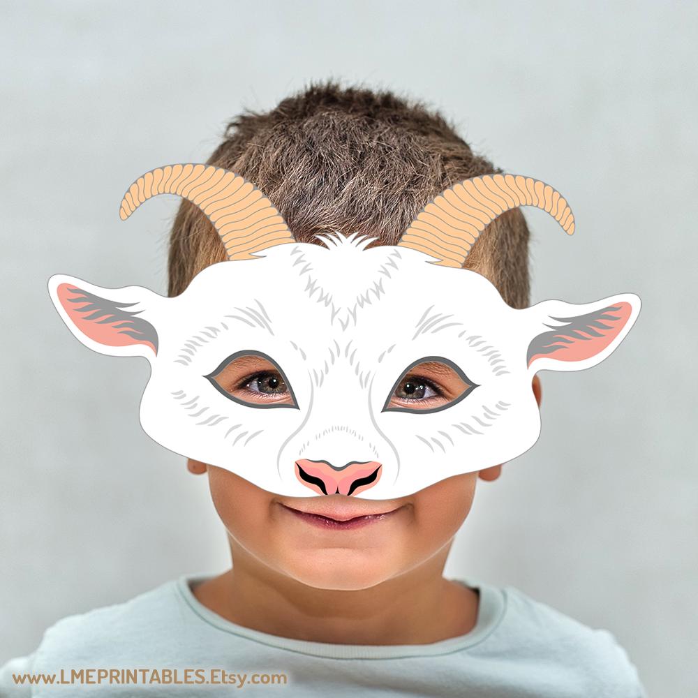Máscara de cabra imprimible, disfraz de Halloween para niño, adulto ...
