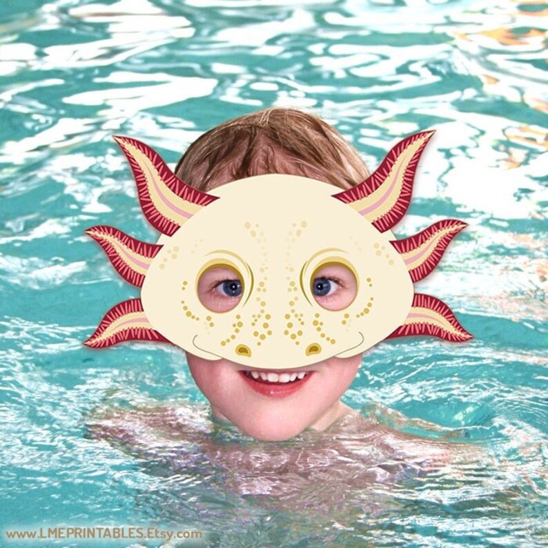 Axolotl Mask Printable Halloween Costume Albino Amphibian - Etsy
