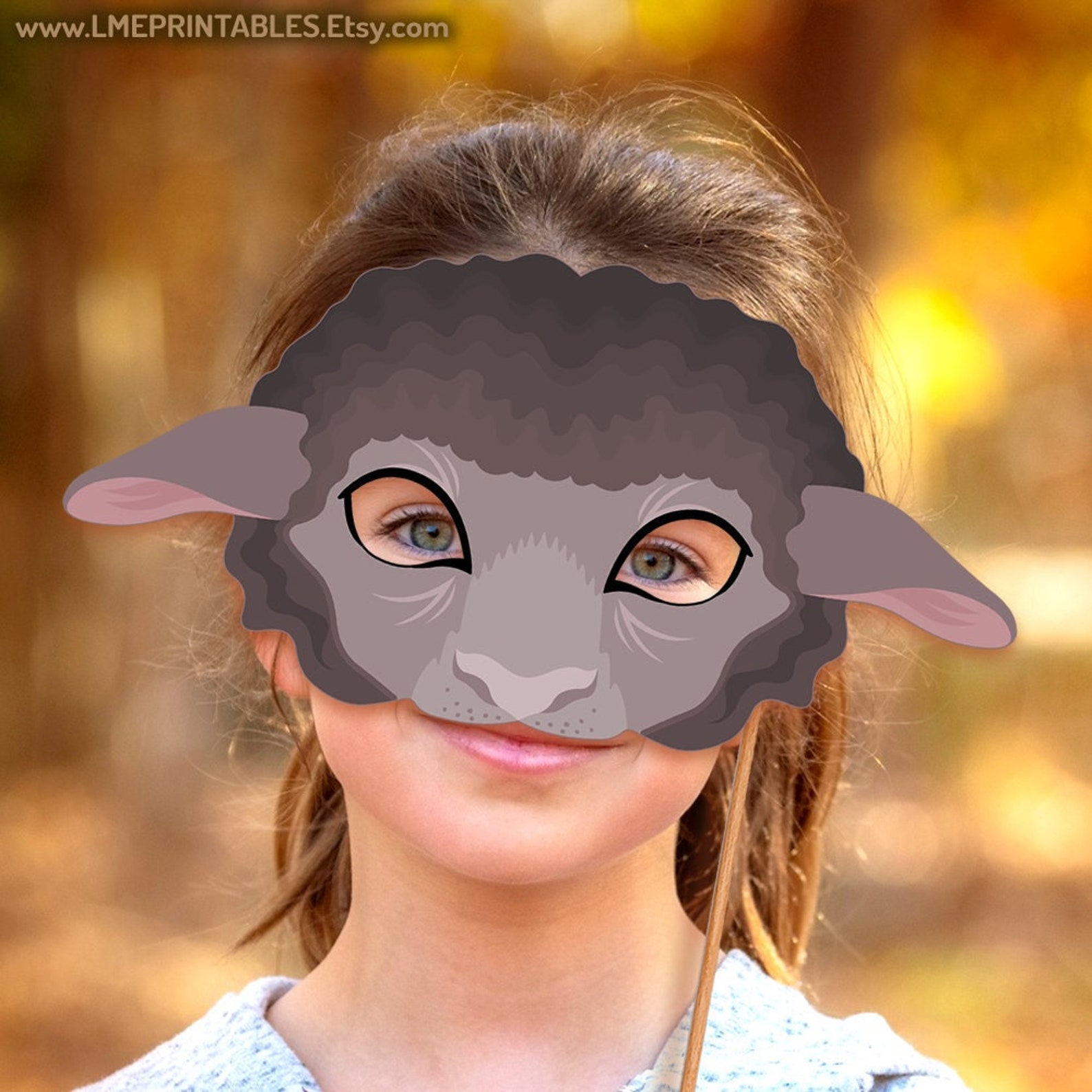 Sheep Mask Printable Grey Costume Halloween Paper Farm Animal Nana ...