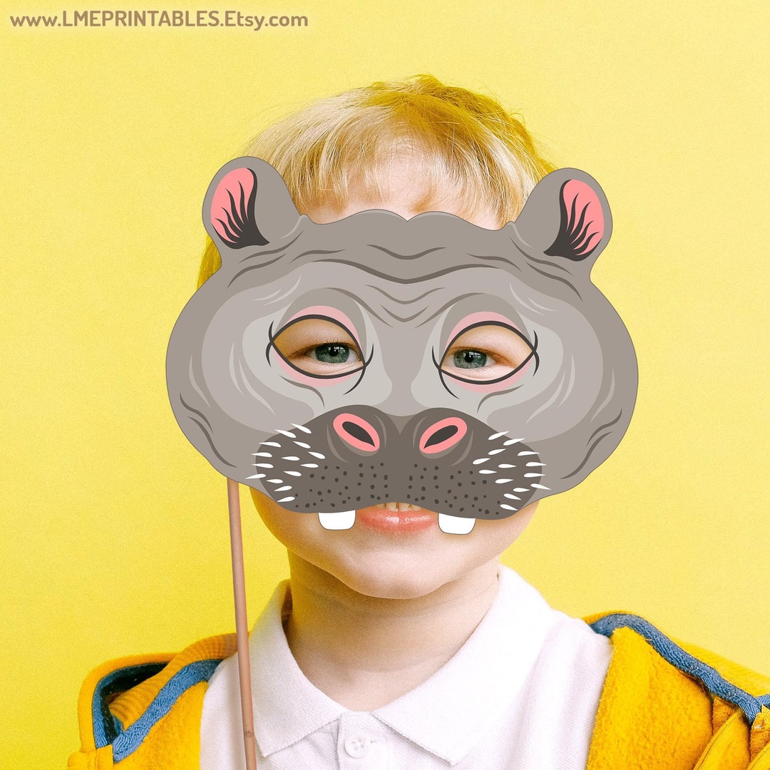 Hippo Printable Mask Hippopotamus Carnival Halloween Costume Pool Party ...
