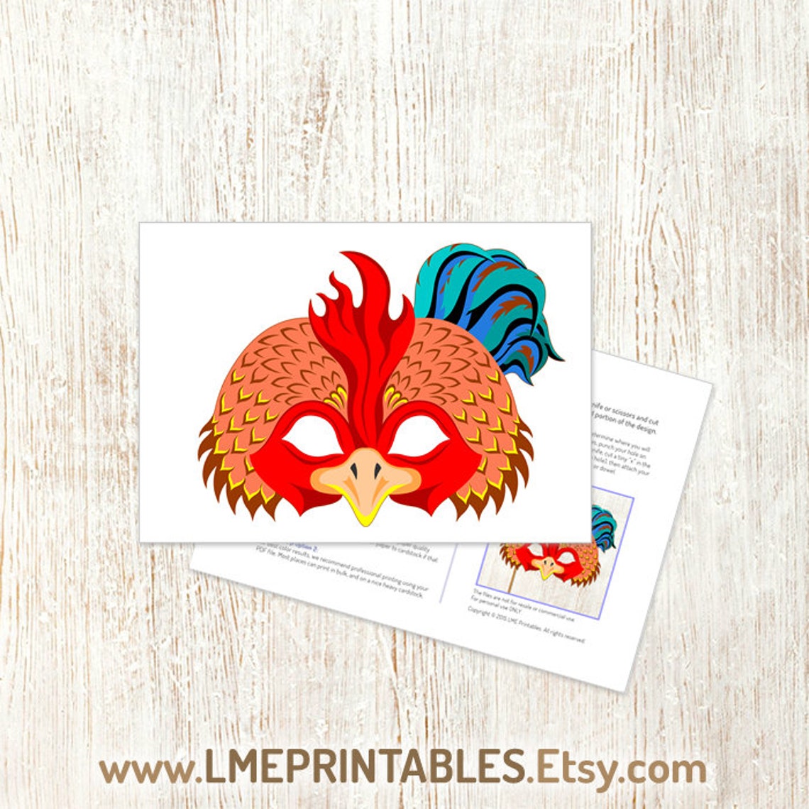 Rooster Mask Printable Halloween Costume Chicken Farm Animal - Etsy