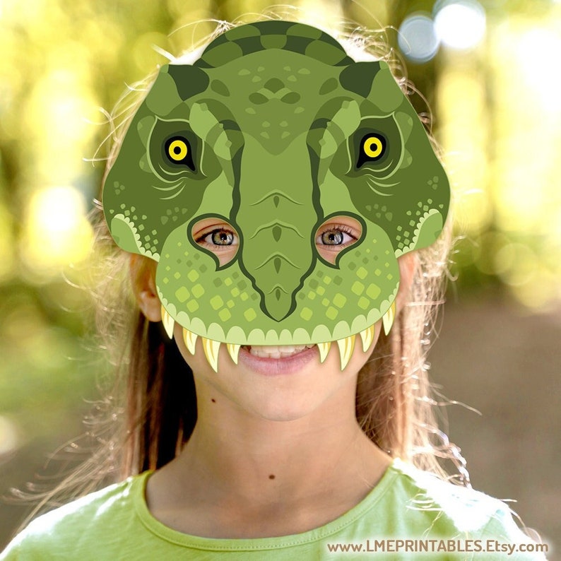 T-rex Mask Printable Dinosaur Dragon Costume Prehistoric Animal Green ...