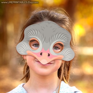 Ostrich Mask Printable Halloween Costume Animal Bird Emu Paper Craft ...