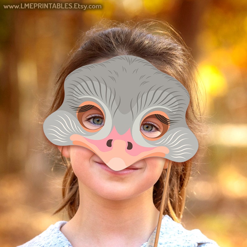 Ostrich Mask Printable Halloween Costume Animal Bird Emu Paper Craft ...