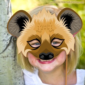 Hyena Mask Printable Animal Halloween Costume Safari Funny Party Favor ...