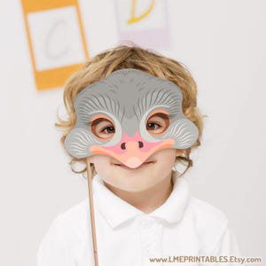 Ostrich Mask Printable Halloween Costume Animal Bird Emu Paper Craft ...