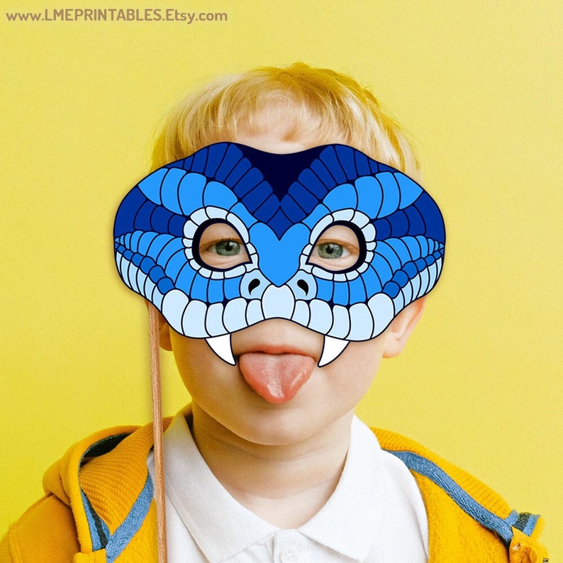 Blue Snake Printable Mask Halloween DIY Costume Reptile Lizard - Etsy