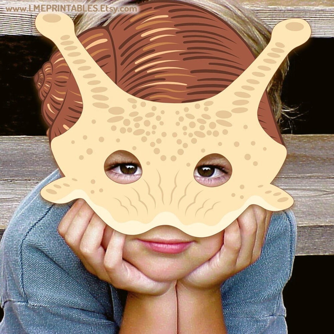 Snail Printable Mask Halloween Costume Animal Shell Party Favor Garden ...