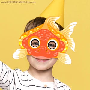 Goldfish Printable Mask Animal Costume Pool Party Favor Paper Fish Pet ...