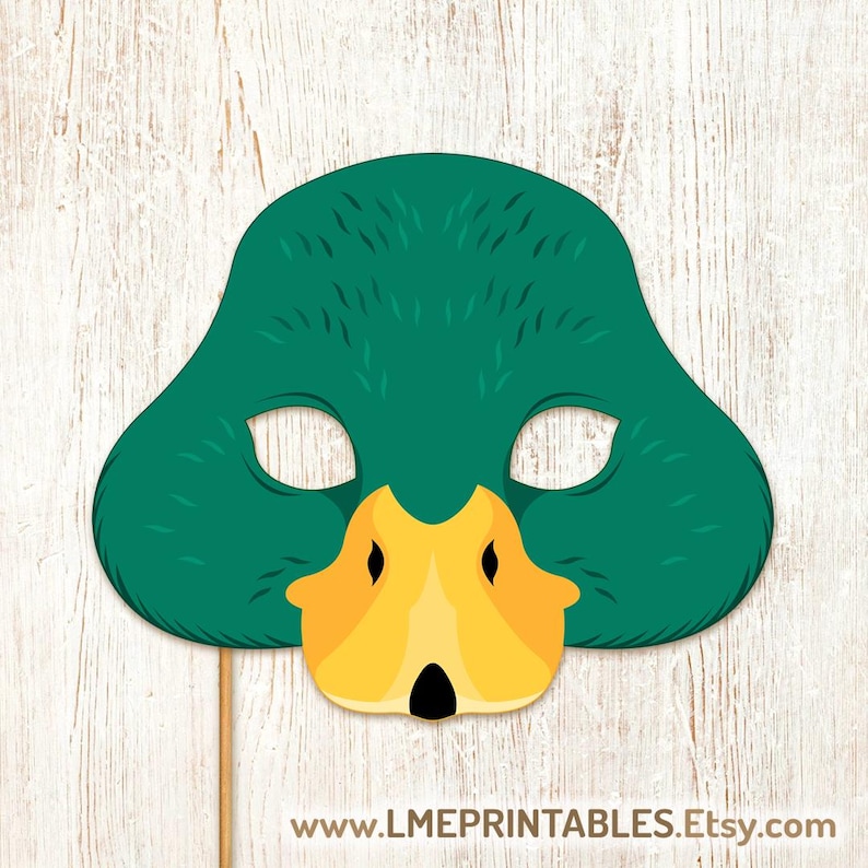 Duck Mask Printable Mallard Green Halloween Drake Costume Carnival ...