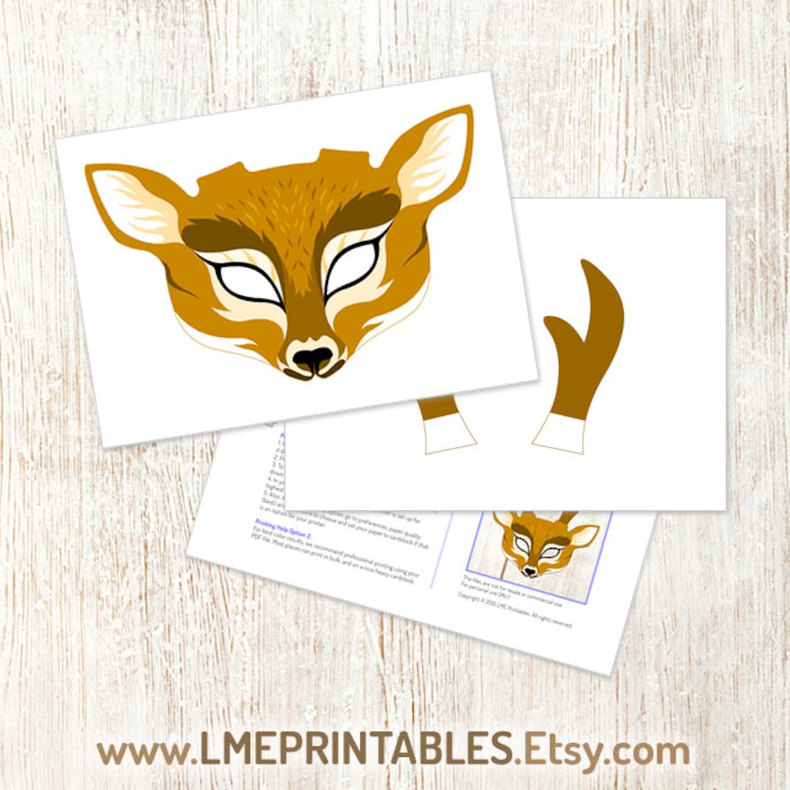 Deer Mask Party Printable Halloween Reindeer New Year Eve - Etsy