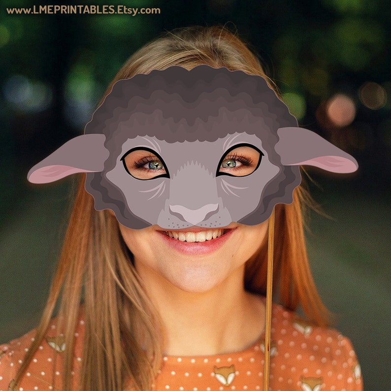 Sheep Mask Printable Grey Costume Halloween Paper Farm Animal Nana ...
