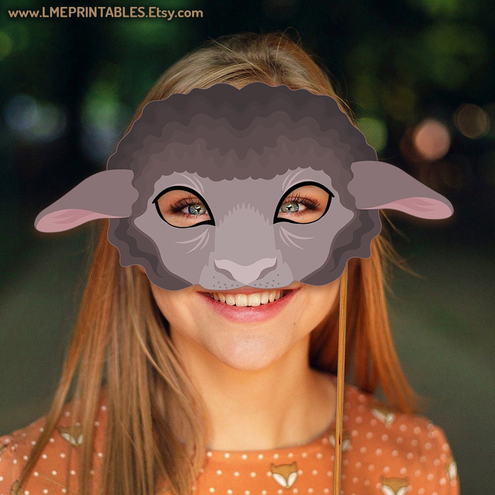 Sheep Mask Printable Grey Costume Halloween Paper Farm Animal Nana ...