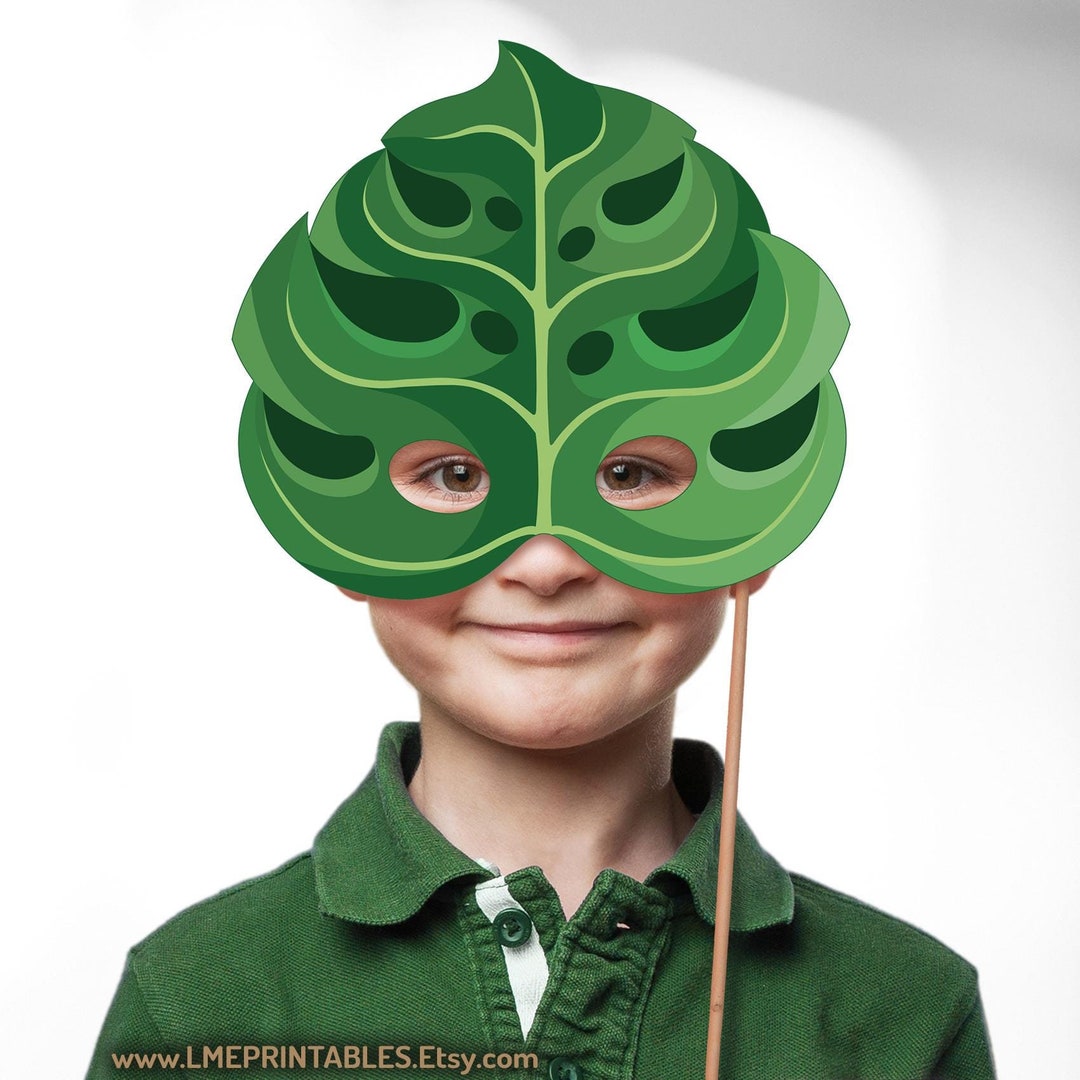 Monstera Leaf Printable Mask Carnival Halloween Jungle Tropical Plant ...